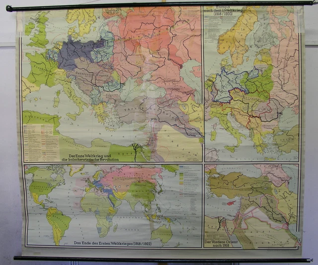 SCHULWANDKARTE WALL MAP School Map 1955 First World War 1914-18 WWI ...