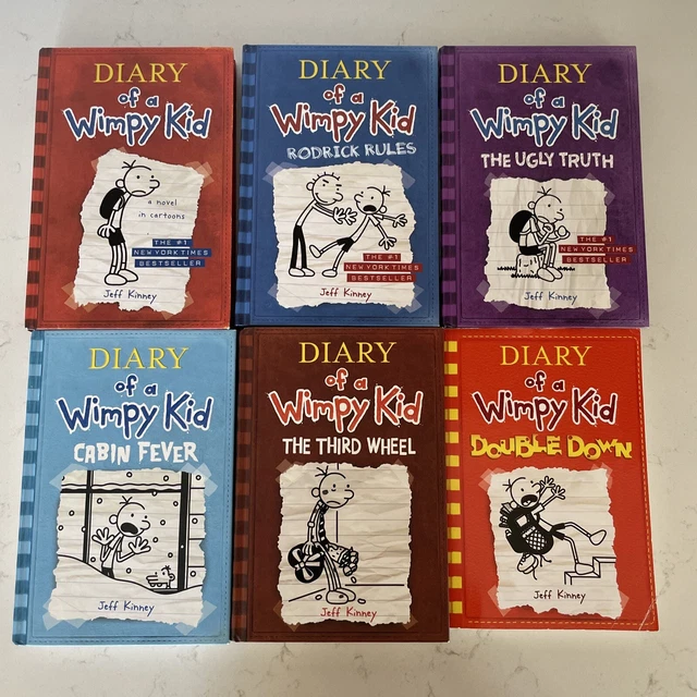 DIARY OF A wimpy kid books lot 1, 2, 5, 6, 7, 11 Hardback Jeff Kinney ...