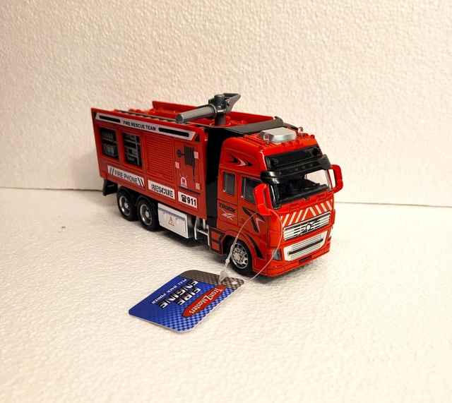 KANDY TOYS 1/64 Scale Model Fire Truck TY4196 - Fire Engine PULL BACK ...