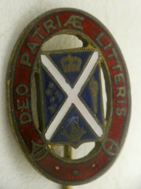 VINTAGE SCOTCH COLLEGE Enamel Badge Stick Pin Deo Patriae Litteris $25. ...