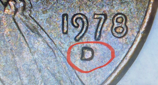 1978 LINCOLN PENNY Die Chip Mint Mark 1c Cent Denver Mint Coin Error £5 ...