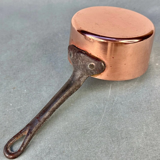 ANTIQUE FRENCH KITCHEN Handcrafted Tiny Copper Pan With Cast Iron ...