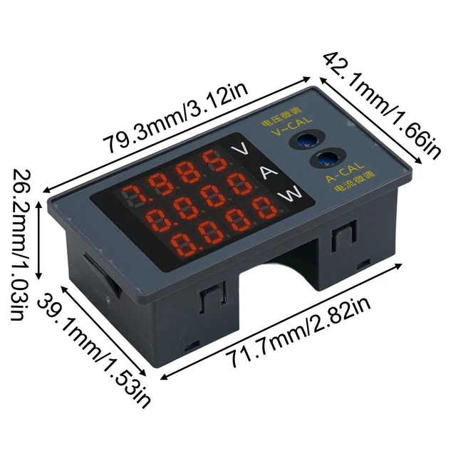 LED DISPLAY DIGITAL Ammeter for DC Voltage Current and Power Monitoring ...