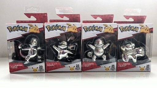 POKÉMON 25TH ANNIVERSARY 3” silver figures- full set, Sealed EUR 52,90 ...
