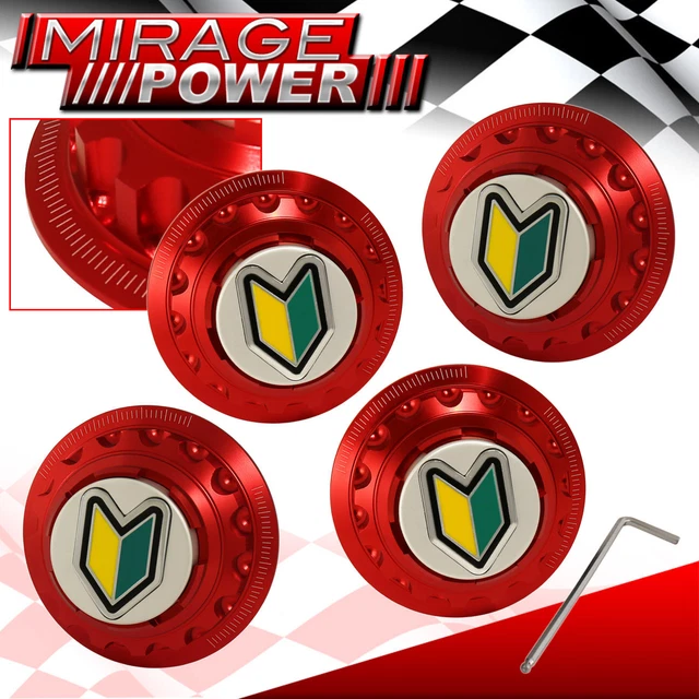 RARE JDM VIP Universal Wheel Rims Hub Center Cap Wakaba Badge Red EUR ...
