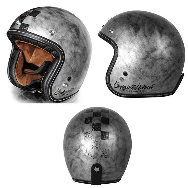 CASCO JET MOTO Cafe Racer Custom Vespa Origine Primo Scacco Silver L ...