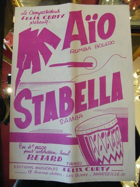 & SPARTITO RUMBA Aio Bolero Stabella Felix Fabrice " EUR 13,47 ...