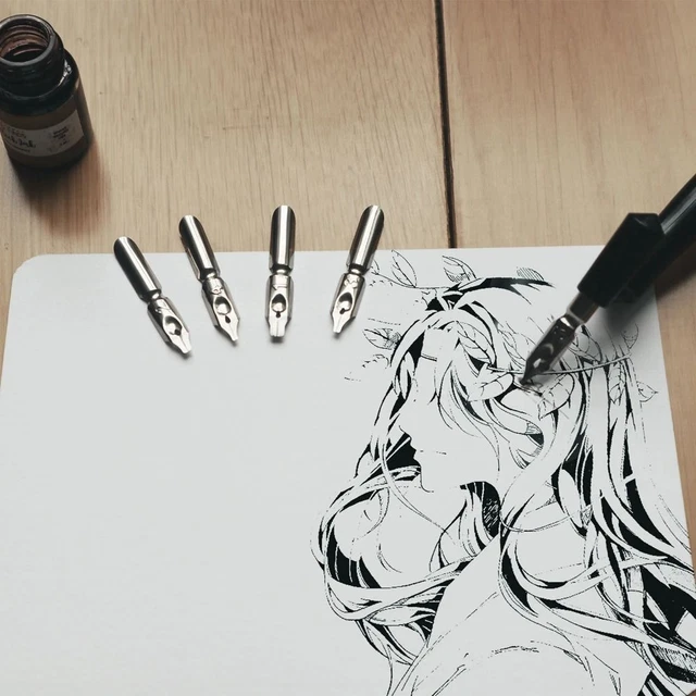 FOUNTAIN PENS MANGA Calligraphy Dip Pen+5 Nibs Comic Dip Pen School ...