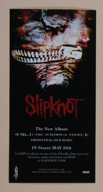 SLIPKNOT VOL. 3: (The Subliminal Verses) Rare Promo Sticker 2004 EUR 2 ...