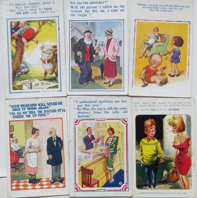 BAMFORTH COMIC POSTCARDS 6 £4.99 - PicClick UK