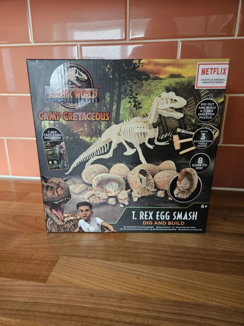 JURASSIC WORLD CAMP Cretaceous T Rex Egg Smash Dig & Build T Rex ...
