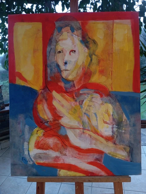 GRAND TABLEAU PORTRAIT expressioniste Carlos Mendez EUR 320,00 ...