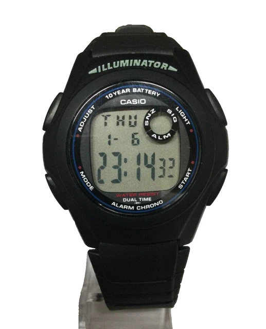 32 CASIO BLACK Illuminator Digital F-200 Dual Time Men's Watch £21.00 ...