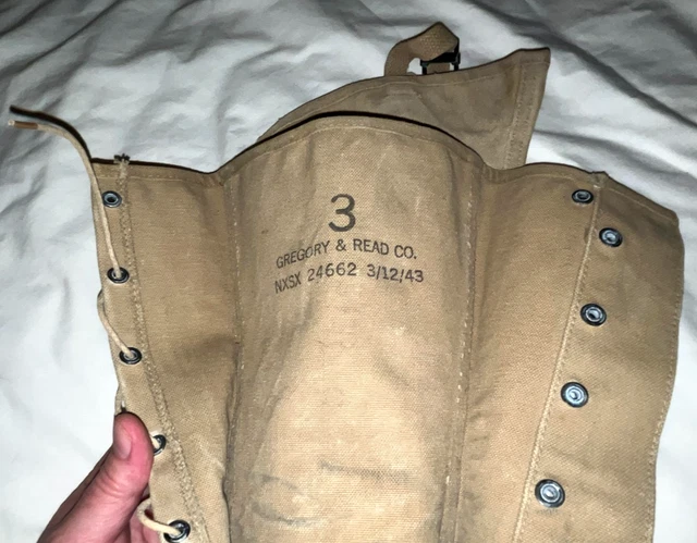 VINTAGE 1943 WW2 WWII Military Canvas Boot Gaiters Covers Gregory ...