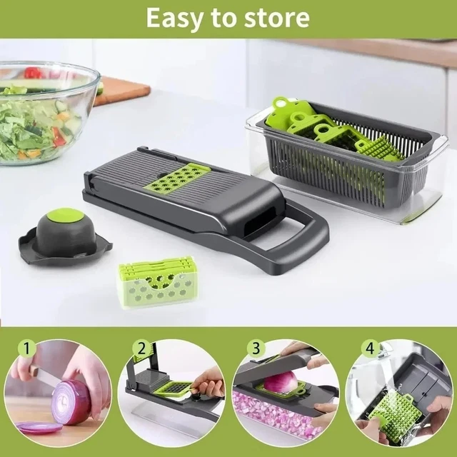 16 IN 1 Vegetable Chopper Salad Fruit Mandolin Slicer Food Dicer Cutter ...