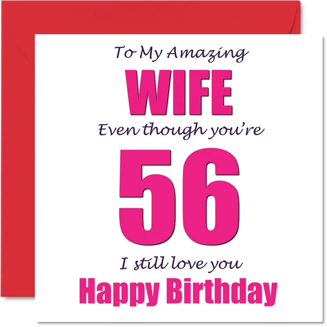 DIVERTENTE BIGLIETTO DI auguri per il 56° compleanno per moglie 56 I ...