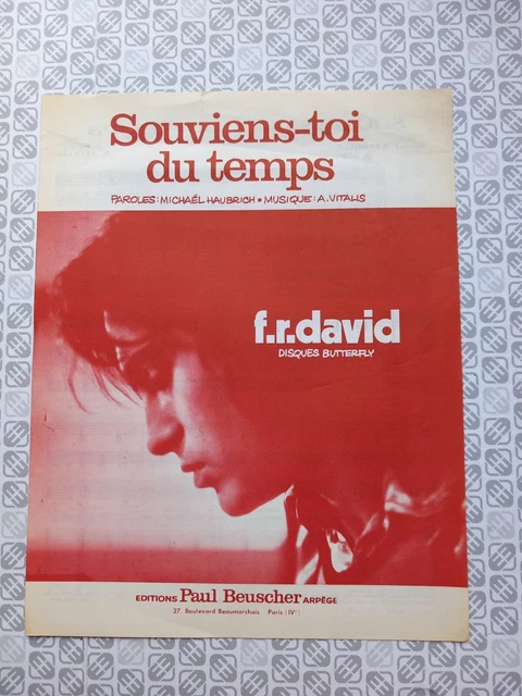 PARTITION ORIGINALE F.R DAVID souviens toi du temps EUR 10,00 - PicClick FR