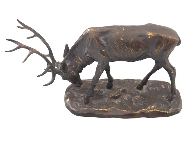BRONZE HIRSCH ZEHNENDER mit gesenktem Kopf EUR 35,50 - PicClick DE