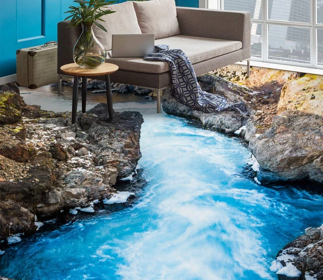 3D BLUE RIVER O889 Floor WallPaper Murals Wallpaper Mural Print AJ AU ...