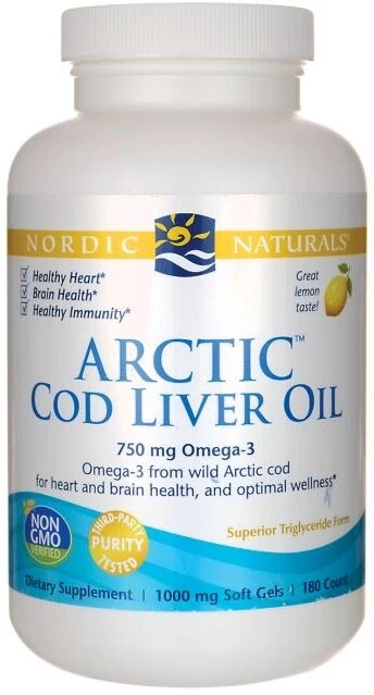 NORDIC NATURALS ARCTIC Cod Liver Oil 750mg Provide Wellness Lemon 90 ...