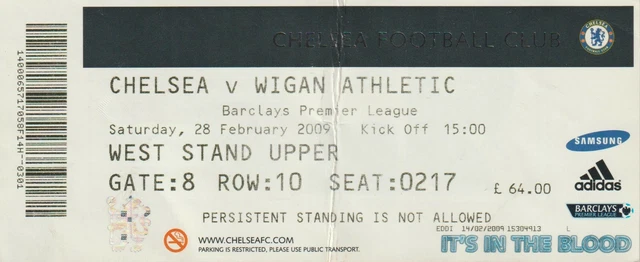 CHELSEA FC + Fulham Ticket Stubs, giornale Chelsea vs West Brom, gomma ...