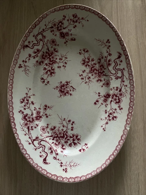 PLAT OVALE ANCIEN Gien Modele Fleurette Terre De Fer Rose EUR 35,00 ...