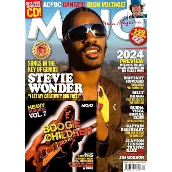MOJO MAGAZINE FEBRUARY 2024 Stevie Wonder AC/DC Billy Bragg 2024 ...