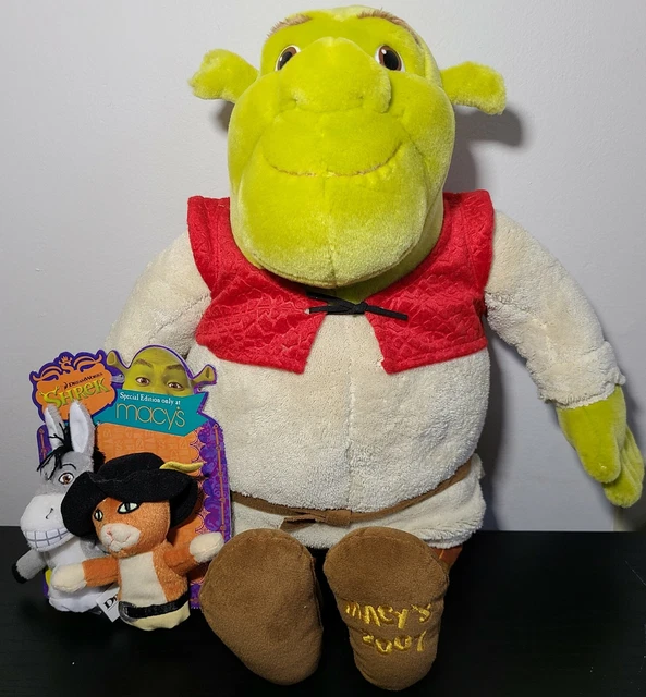 SHREK PLUSH MACY'S 2007 Dreamworks Donkey & Puss Finger Puppets EUR 17 ...