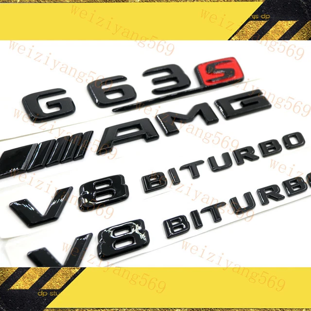 G-CLASS GLOSS BLACK Set Amg G63S V8Biturbo Rear Trunk Badges Emblems ...
