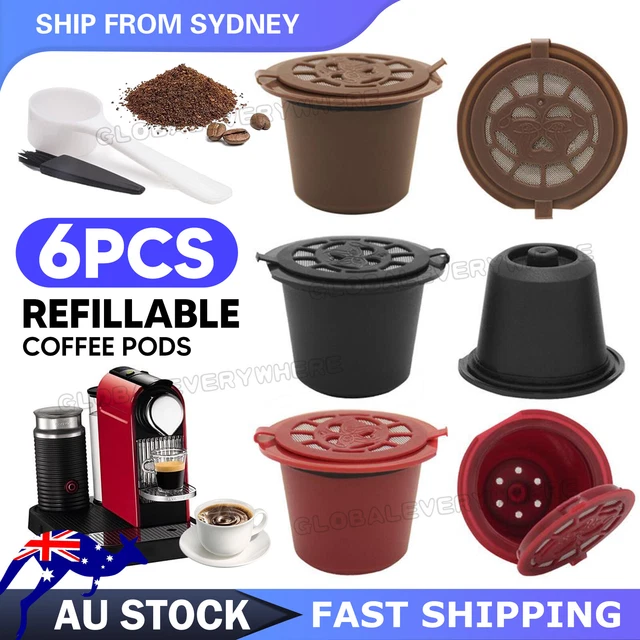 6X REFILLABLE REUSABLE Coffee Filter Capsule Pods For Nespresso Maker ...