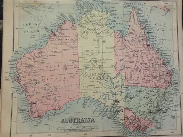 ANTIQUE MAP DATED 1901 Map Of Australia Map Of The World Atlas Globe ...