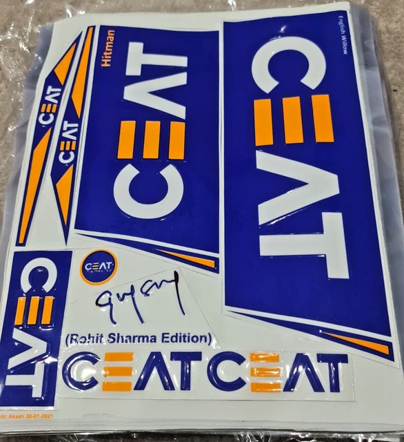 *3D/EMBOSSED* CEAT HITMAN Rohit Sharma Blue Cricket Bat Sticker + 1 3D ...