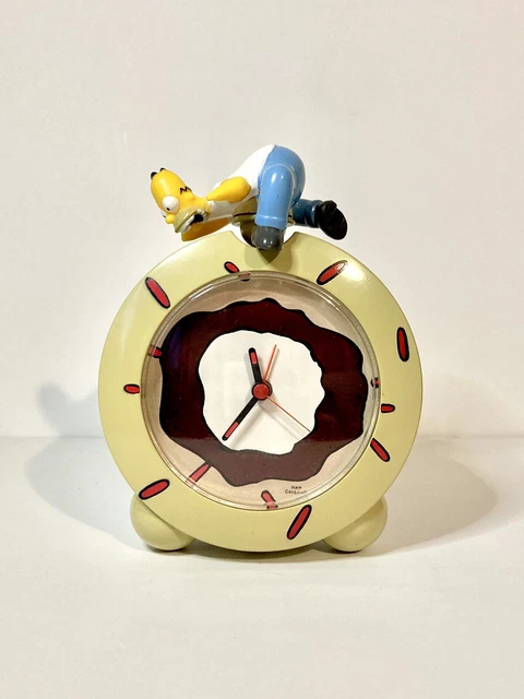 VINTAGE RARE SIMPSONS Novelty Alarm Clock Homer Simpson Donut Wesco ...