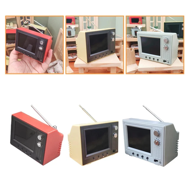 MINI TV PROP Miniature TV Television 1:12 Scale Dollhouse Furniture ...