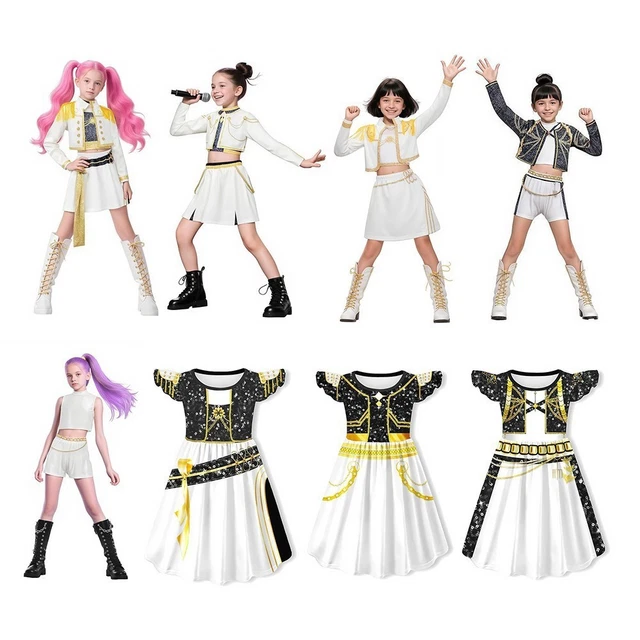 GIRLS RUMI MIRA Zoey Kpop Demon Hunters Dress Cosplay Costume Party Fancy Dress £15.82 - PicClick UK