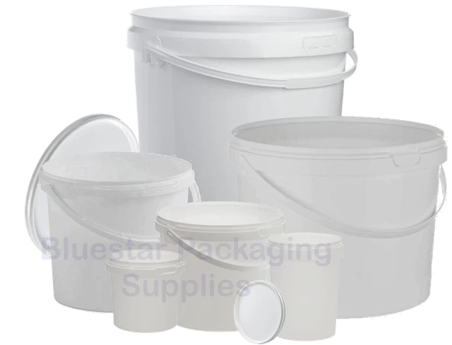 PLASTIC BUCKETS TUBS Containers with Tamper Evident Lids 0.5L 1L 3L 5L ...