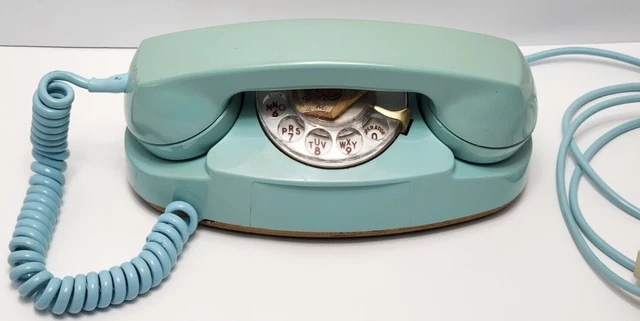 MCM AQUA BLUE Western Electric Princess 702B Dial Rotary Telephone Bell ...