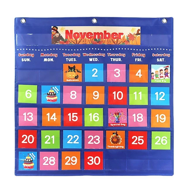 CALENDAR POCKET CHART for Kids LEArning Monthly Calendar for £16.19 ...