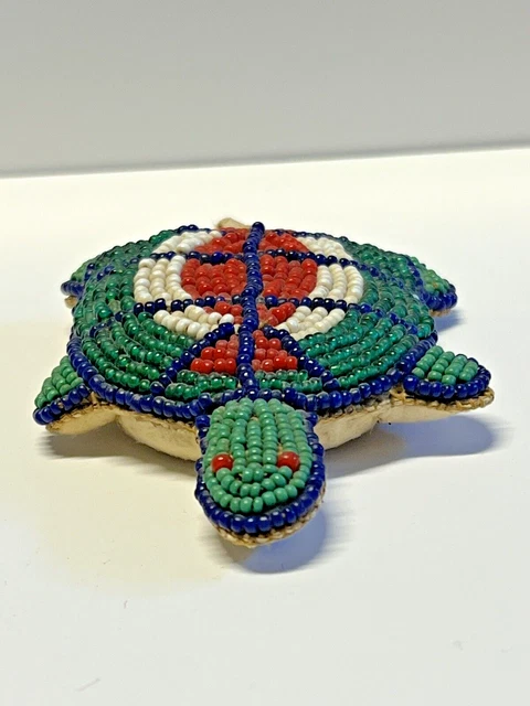 ANTIQUE NATIVE AMERICAN Indian Beaded Fetish Turtle; 1880's to Early ...