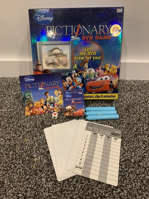 DISNEY PICTIONARY DVD Board Game Quick Draw Family Game Mattel ...