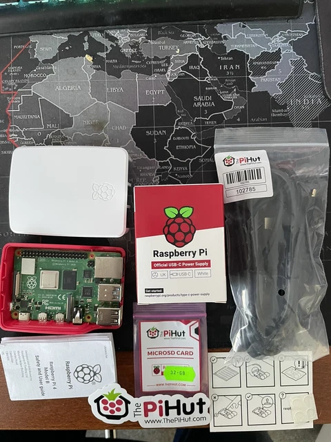 RASPBERRY PI 4 Model B Single-Board Computer starter kit sd card power ...