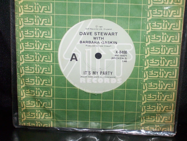 DAVE STEWART / Barbara Gaskin It's My Party - Australian 7" 45 Vinyl ...