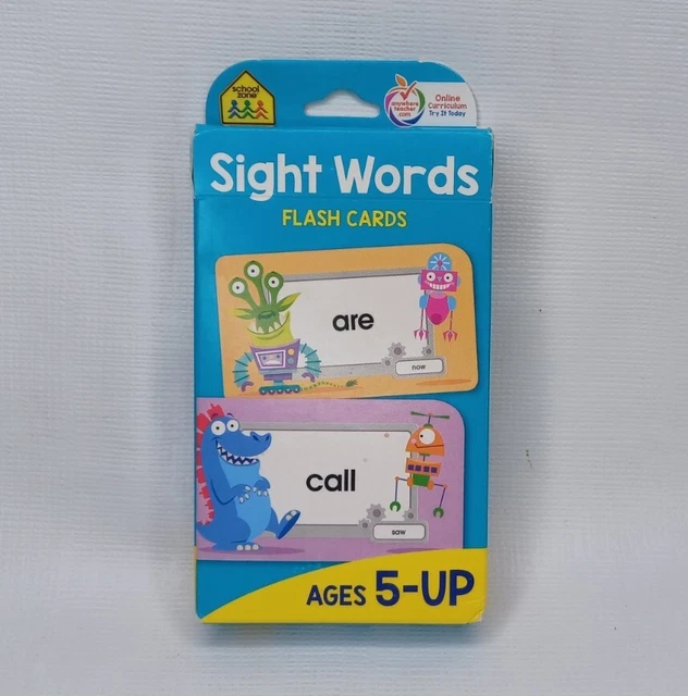 SCHOOL ZONE SIGHT Words Flash Cards Ages 5 & Up Kindergarten To 1st ...