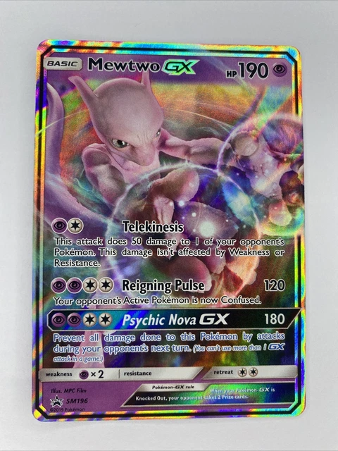 MEWTWO GX SM196 Ultra Rare Detective Pikachu English Pokemon Card Near ...