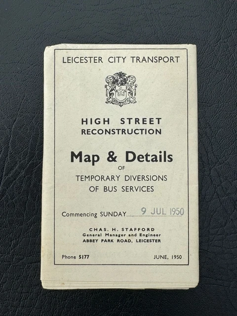 1950 LEICESTER CITY Transport Bus Timetable Route Map Temporary ...