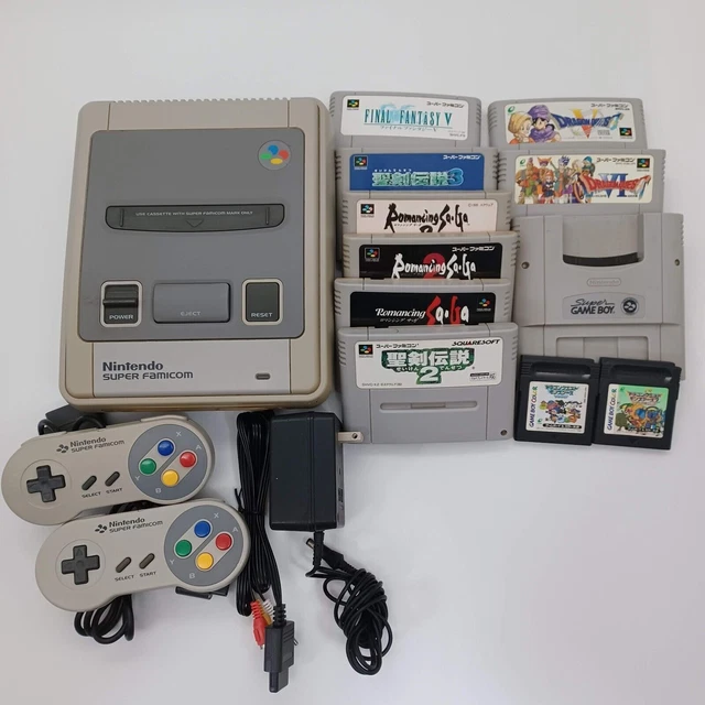 NINTENDO SUPER FAMICOM SFC Console set 10 softwares All SQUARE NTSC-J ...