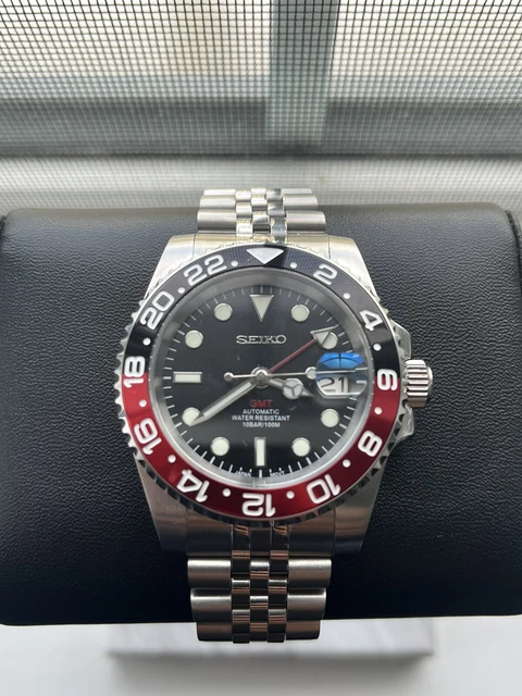 CUSTOM NH35 MOVEMENT seiko mod - "COKE BLACK/RED mod" GMT Automatic ...