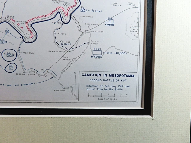 WW1 MILITARY MAP Mesopotamia Battle of Kut British Landing Middle East ...