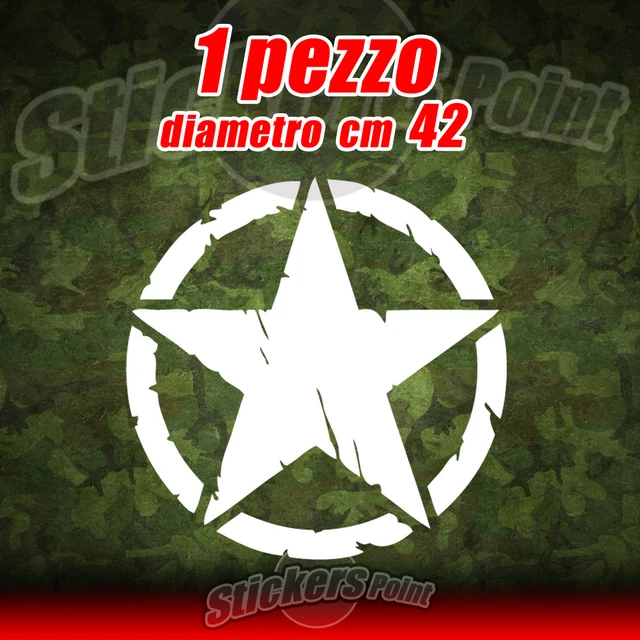 ADESIVO STELLA US ARMY Jeep CJ CJ3 CJ5 stickers cm 42 star military 4X4 ...