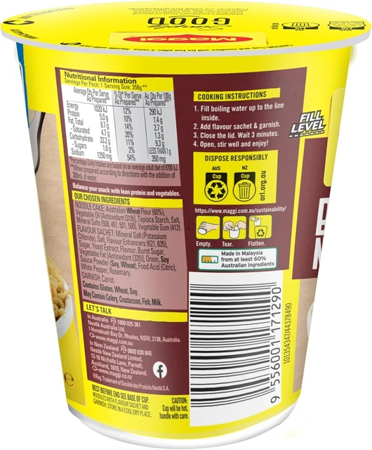 MAGGI BEEF NOODLE Cup 12 Pack $44.74 - PicClick AU